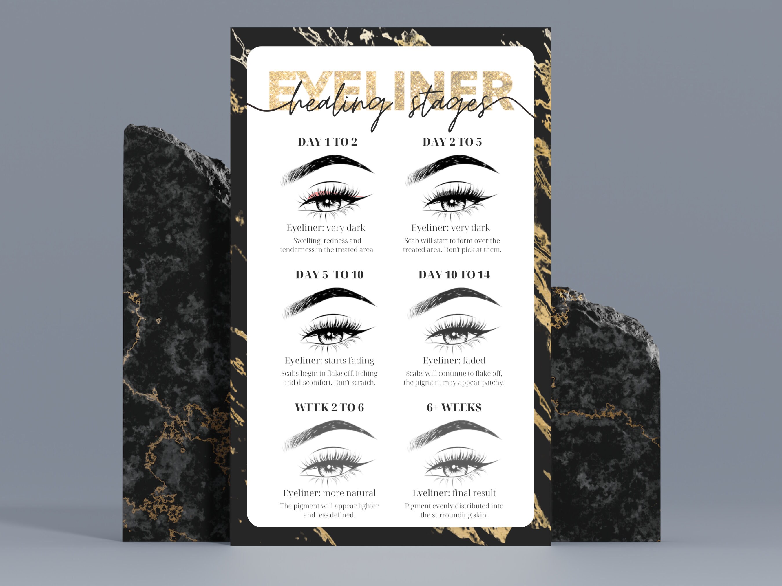 PMU Eyeliner Aftercare Card Template, Permanent Eyeliner Care Sheet ...