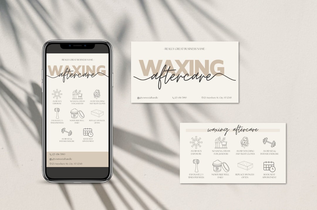 Minimalists Waxing Aftercare Card Template, Hair Wax Care Card, Hair ...