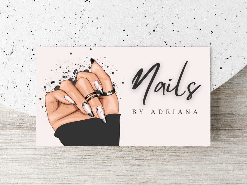 Editable Nail Tech Business Card Template, Nails Calling Card With QR ...