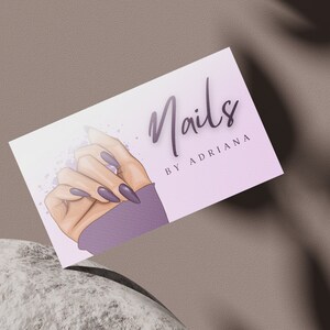 Purple Business Card for Nails, Editable Nail Tech Calling Card ...