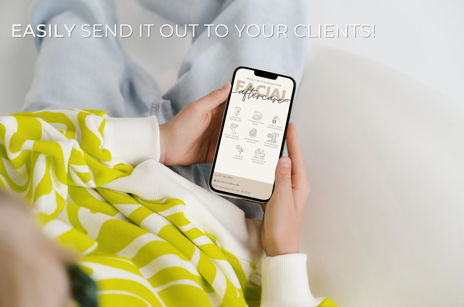 Modern Facial Aftercare Card, Aftercare Card for Estheticians, Editable ...