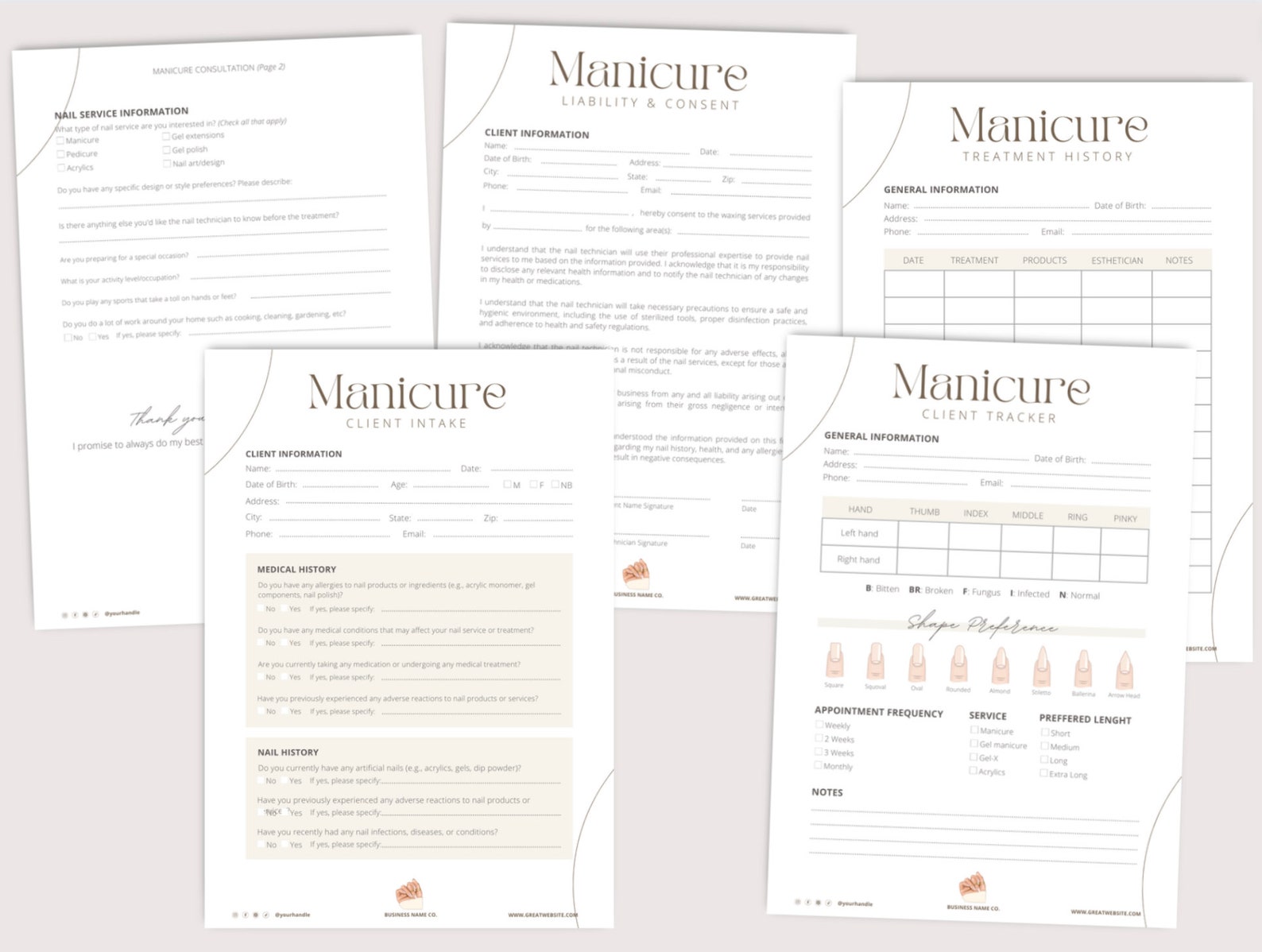 Editable Nail Artist Forms Bundle, Nail Consent Form Template, Nail ...