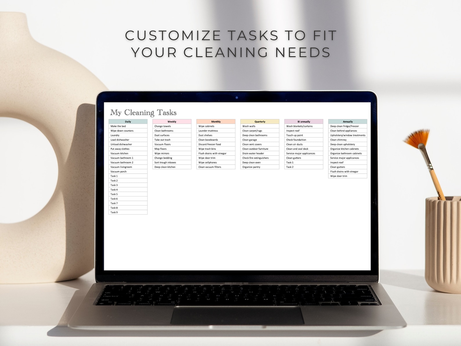 Cleaning Schedule Spreadsheet Template for Excel, Cleaning Checklist ...