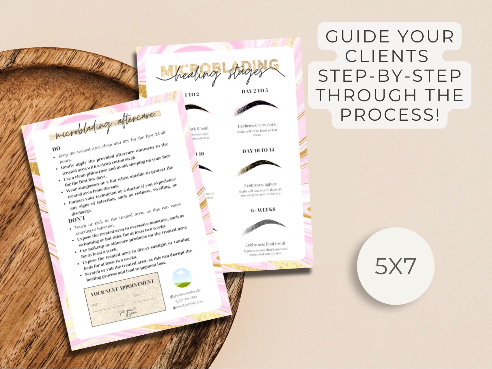 Permanent Makeup Aftercare Cards, PMU Healing Cards, Microblading ...