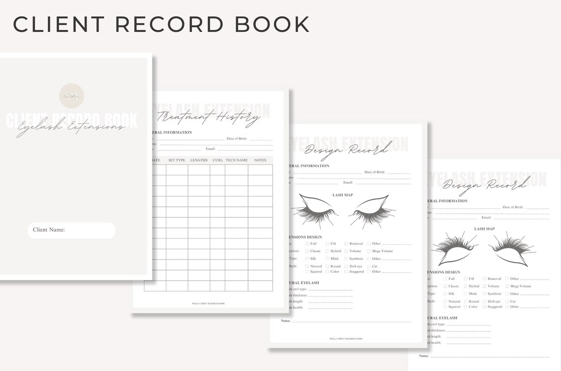 Digital Lash Tech Planner, Digital Client Record Book Lashes, Lash Tech ...