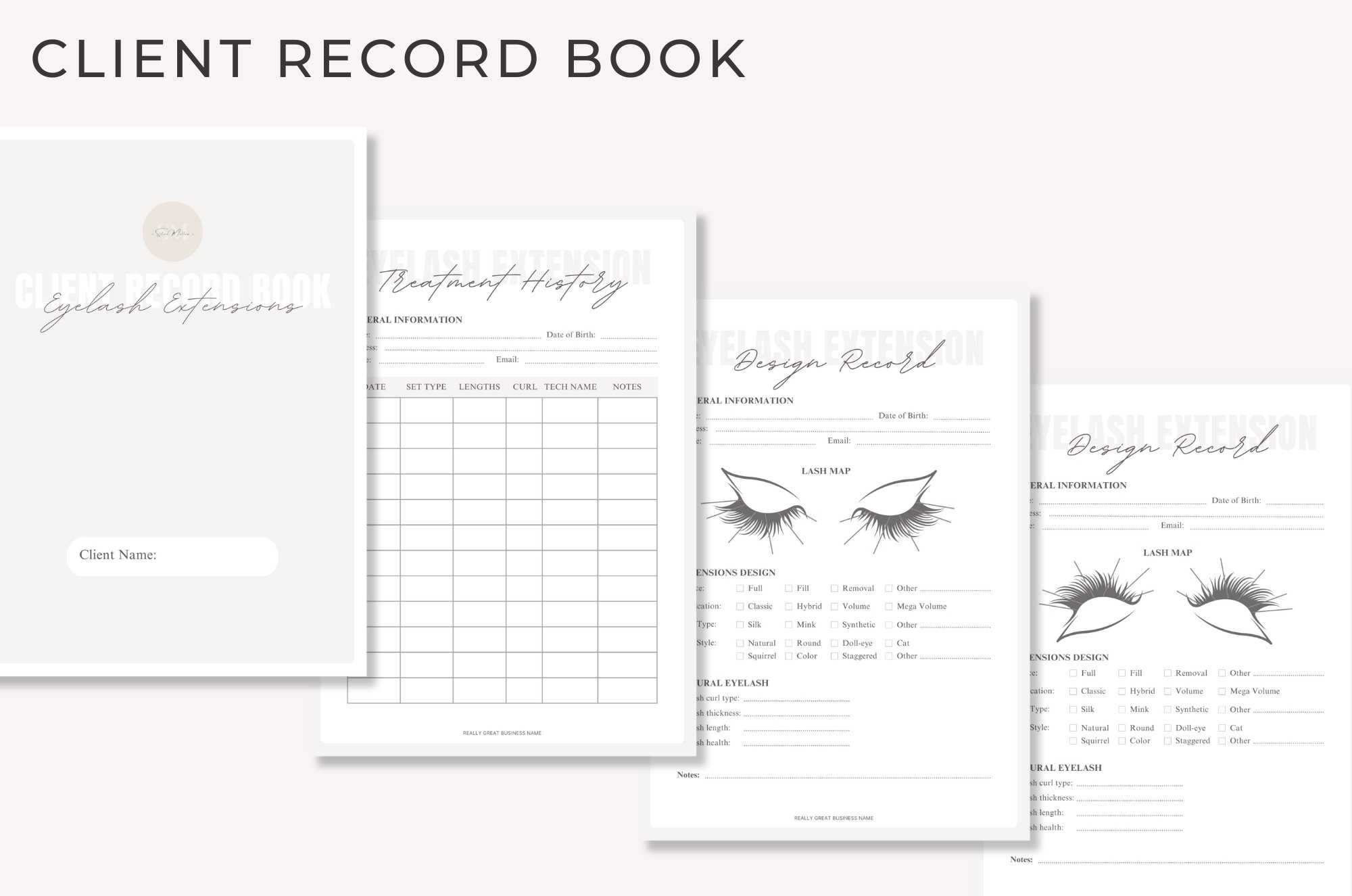 Digital Lash Tech Planner, Digital Client Record Book Lashes, Lash Tech ...