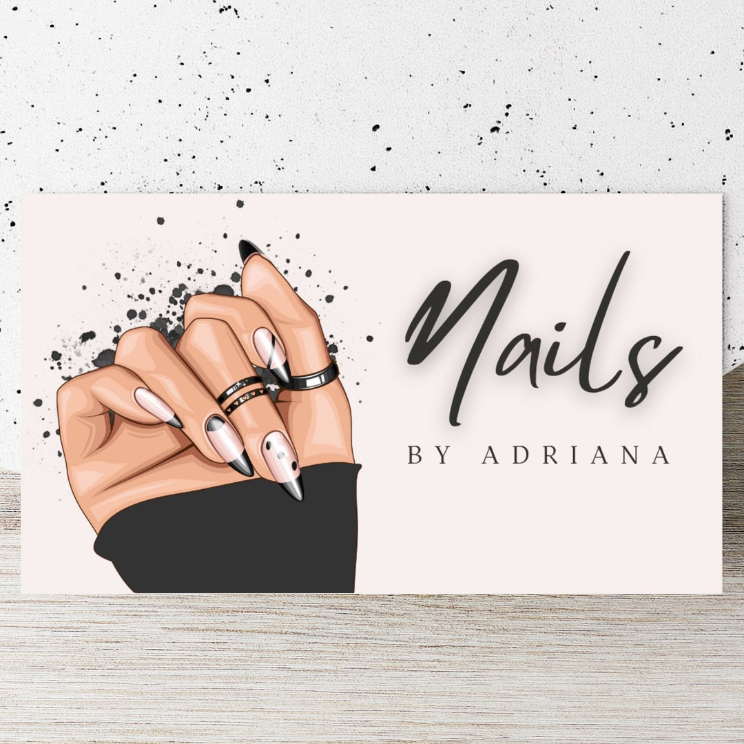 Editable Nail Tech Business Card Template, Nails Calling Card With QR ...