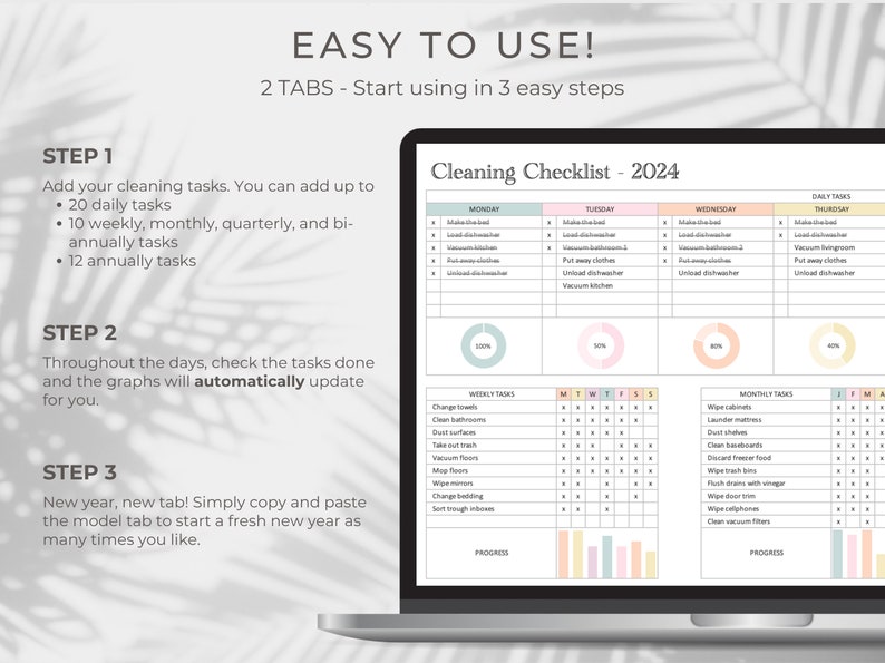 Cleaning Schedule Spreadsheet Template for Excel, Cleaning Checklist ...