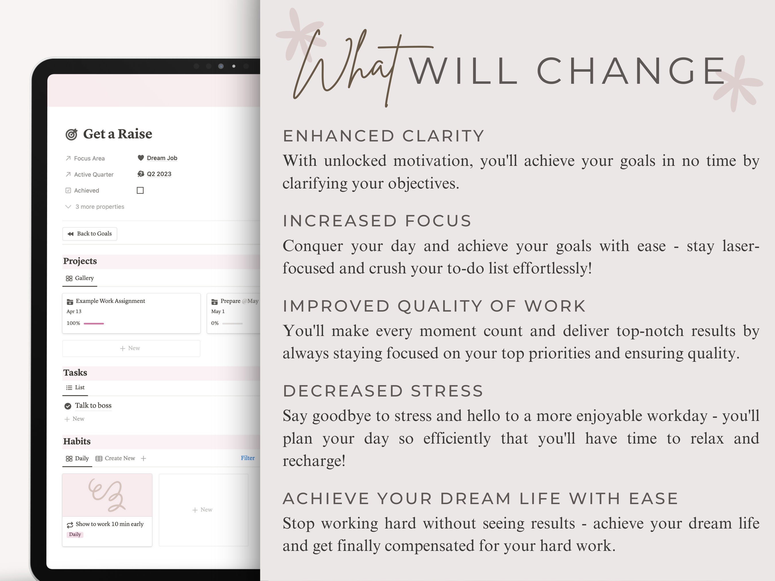 Pink Notion Template Productivity Planner, Notion Goals Planner, Notion ...