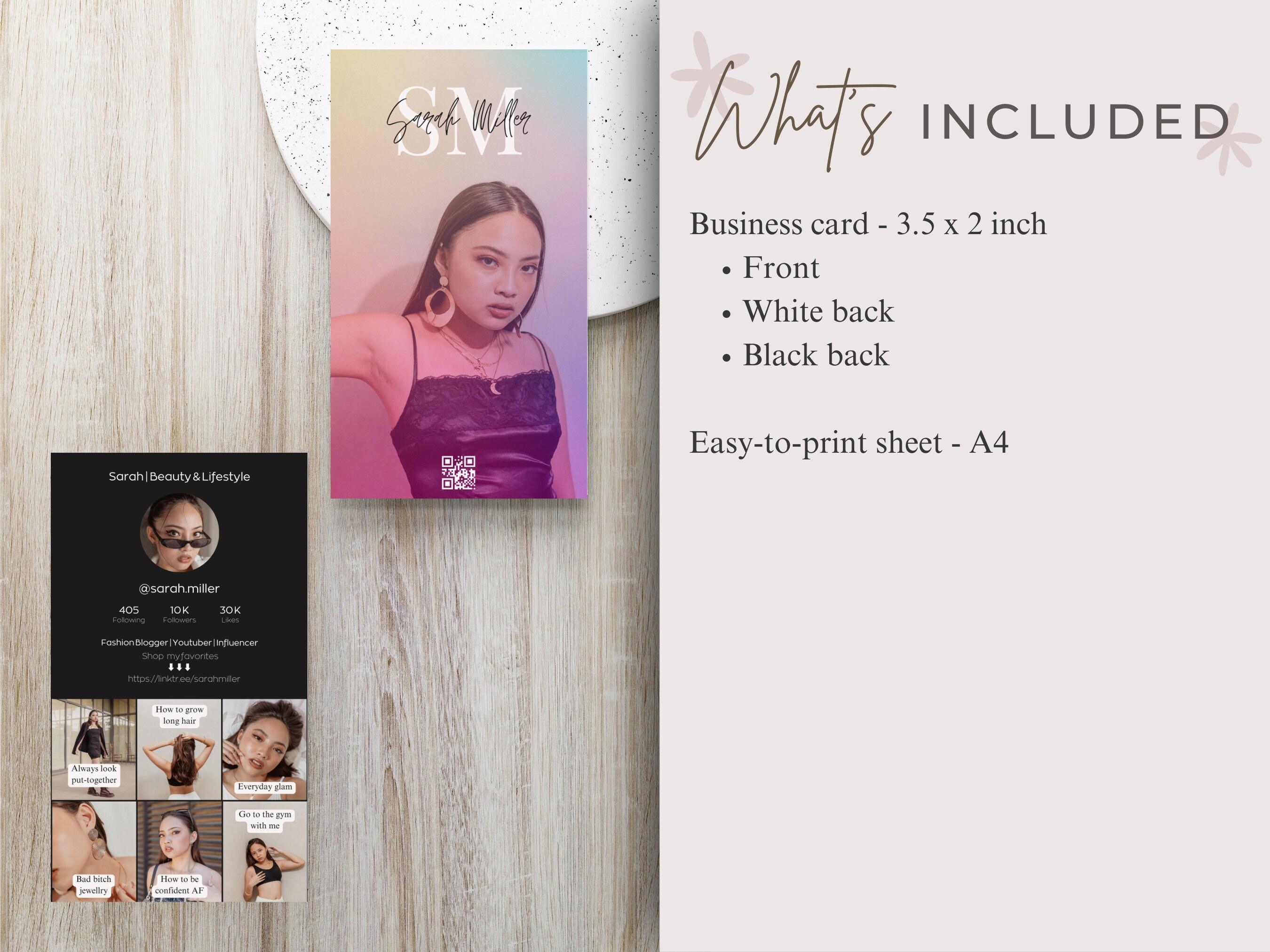 Editable Tiktok Business Card Template, Tiktoker Calling Card Canva ...