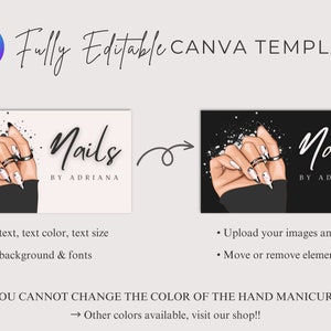 Editable Nail Tech Business Card Template, Nails Calling Card With QR ...