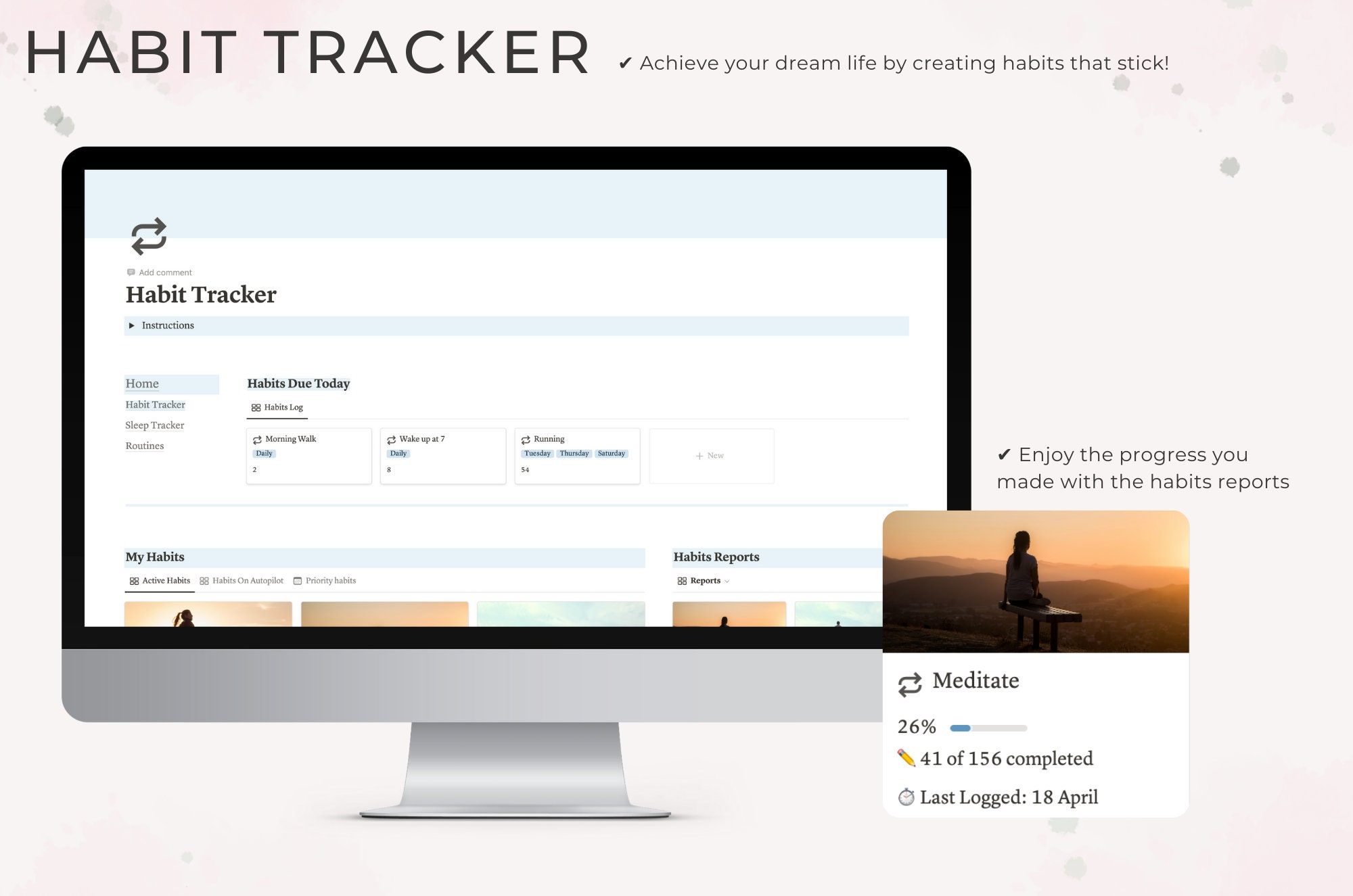 Blue Notion Self Care Template, Notion Daily Journal, Notion Habit ...
