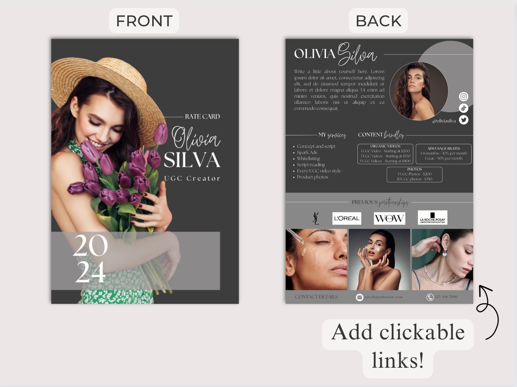 Editable UGC Rate Card Template, Minimalistic UGC Rate Sheet, Modern Media Kit Canva Template ...