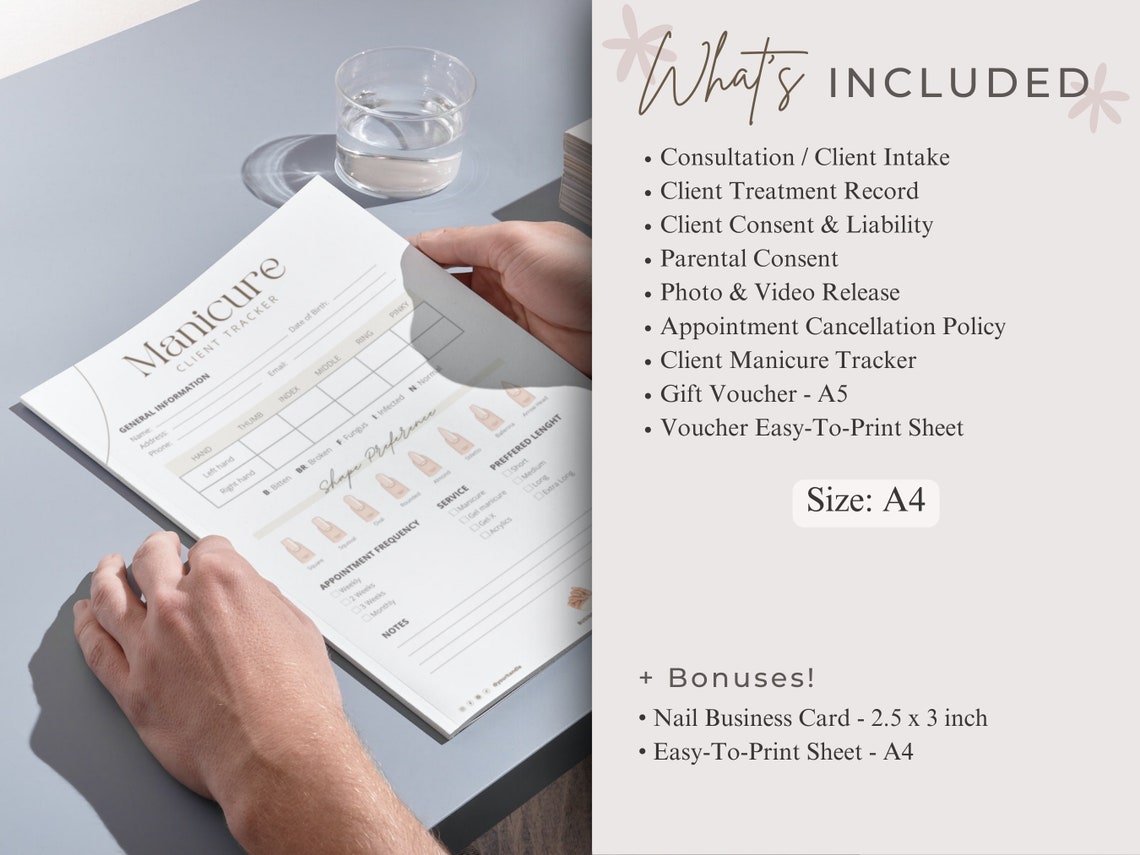 Editable Nail Artist Forms Bundle, Nail Consent Form Template, Nail ...