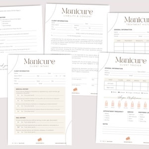 Editable Nail Tech Forms Bundle, Nail Consultation Form Canva Template ...