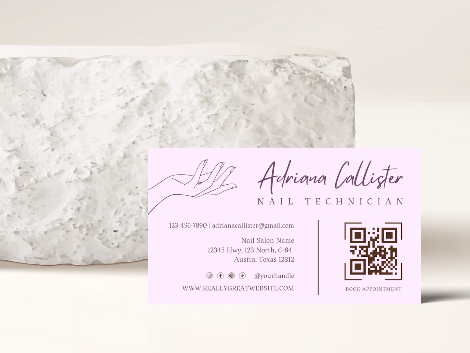 Purple Business Card for Nails, Editable Nail Tech Calling Card ...