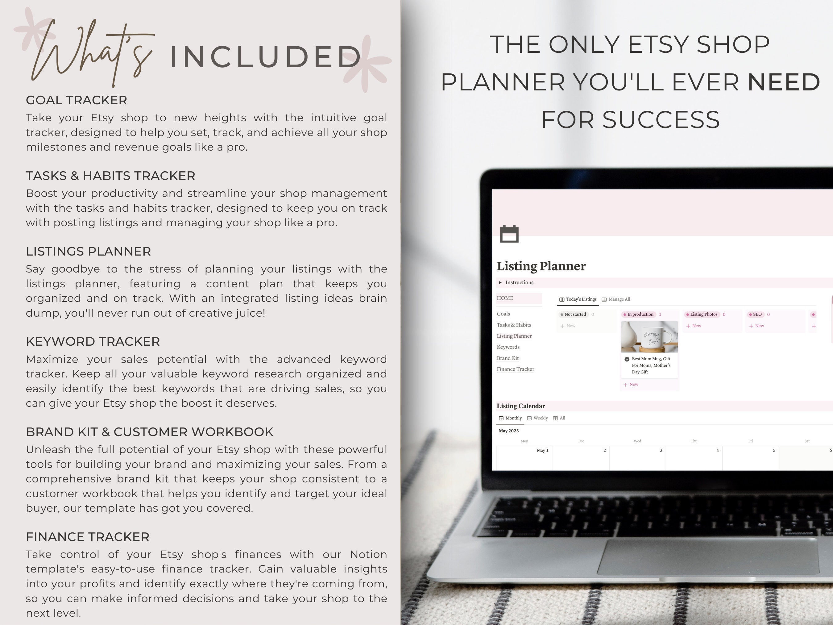 Etsy Shop Management Notion, Notion Etsy Store Manager, Notion Etsy ...