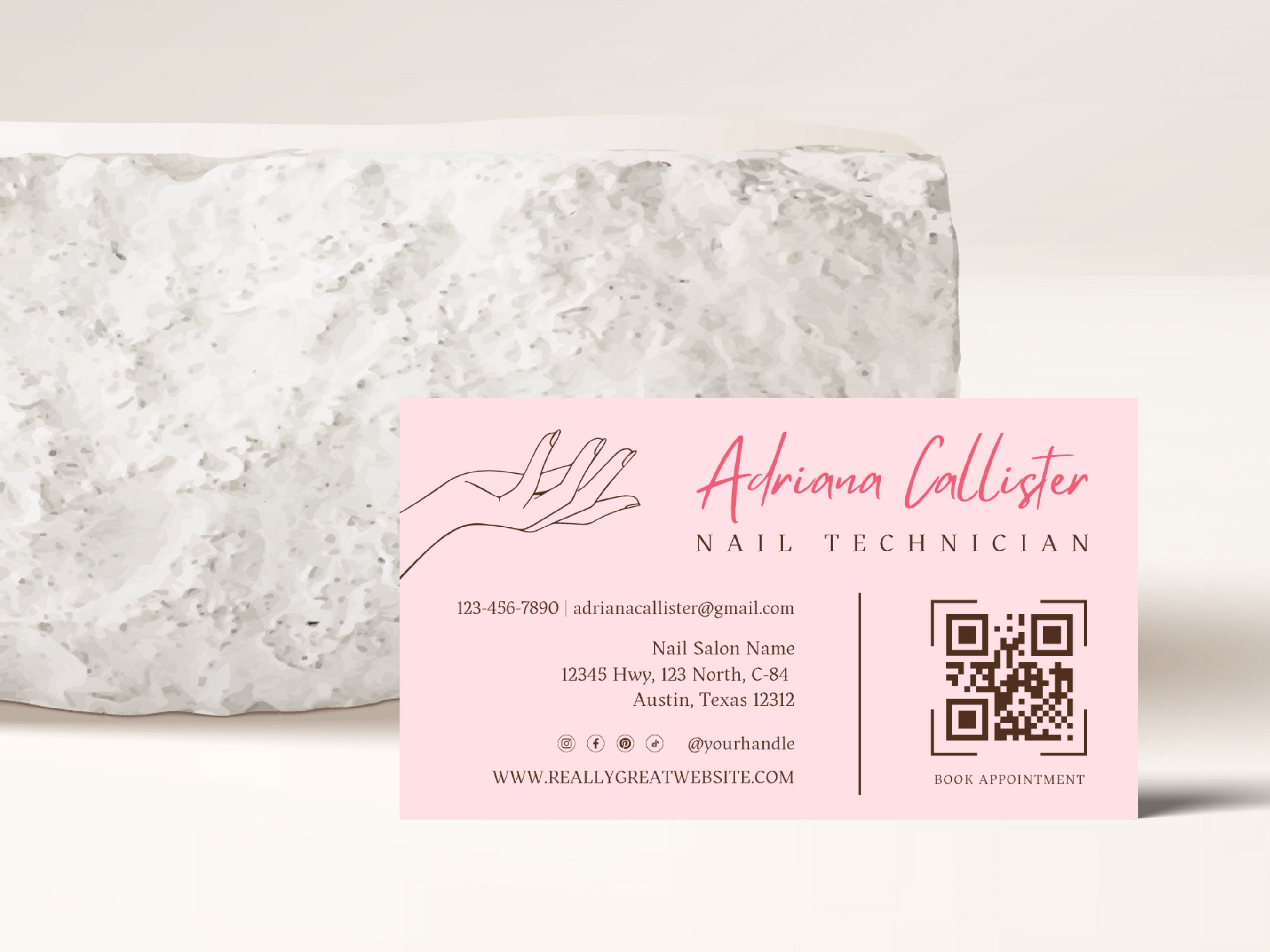 Printable Business Card for Nail Artist, Editable Nail Technician ...