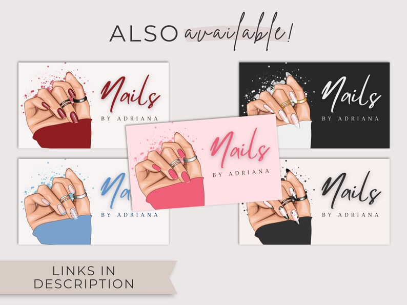 Editable Modern Business Card for Nail Tech, Nail Artist Calling Card ...