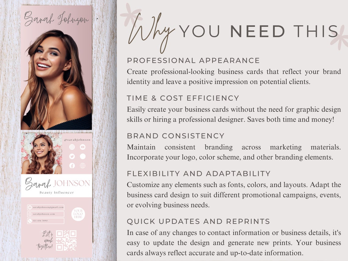 Influencer Business Card Canva, Content Creator Visit Card Template ...