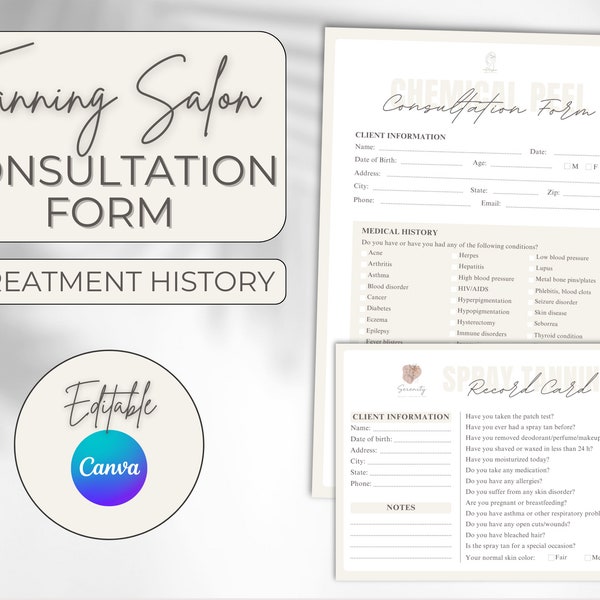 Tanning Salon Intake Forms - Etsy