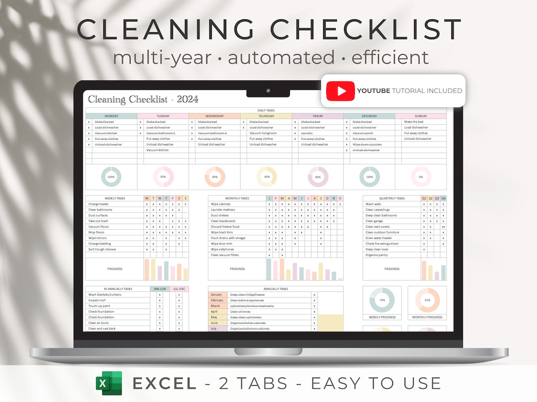 Programa de limpieza diario semanal y mensual, hoja de cálculo de Excel ...