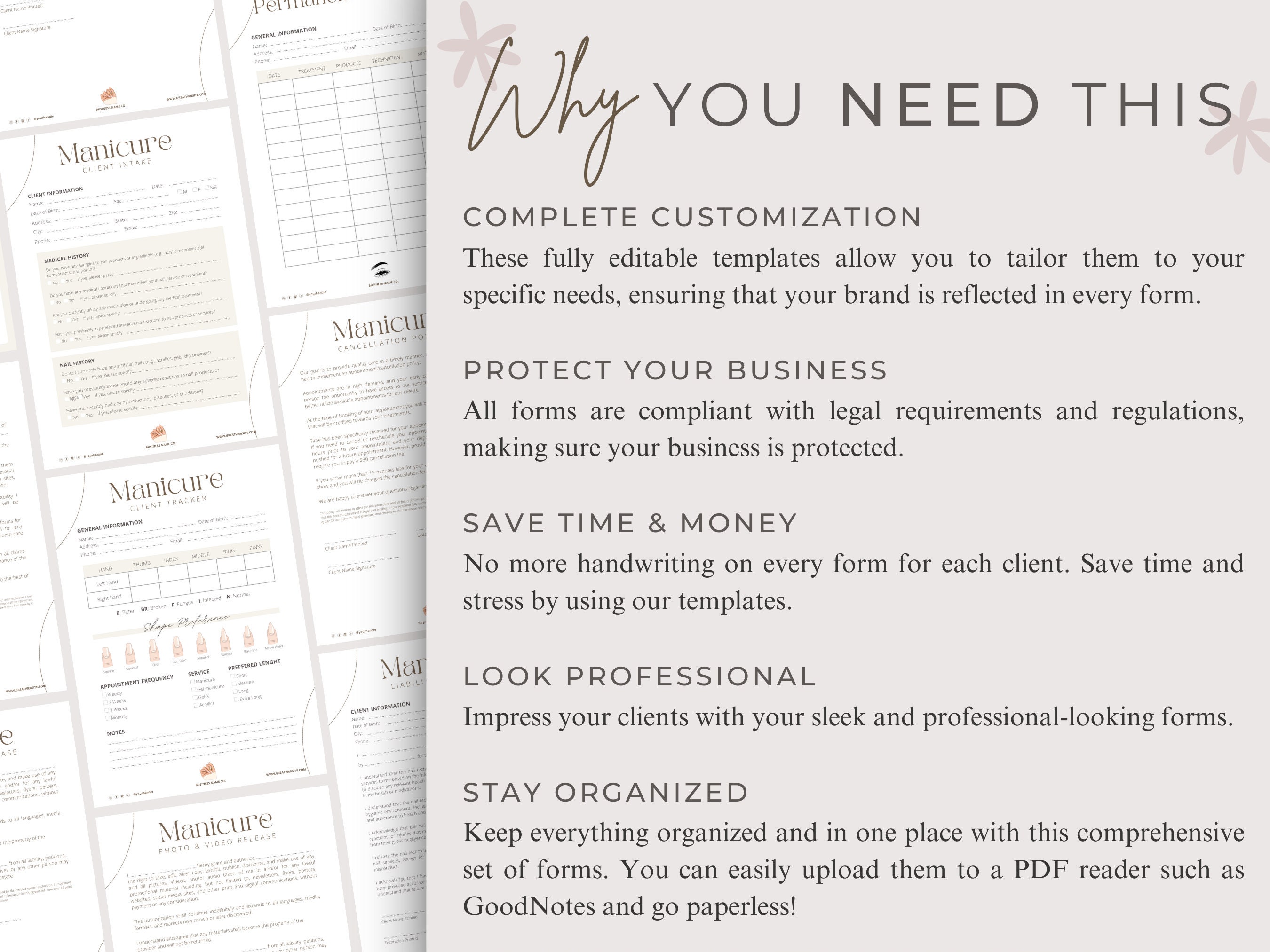 Editable Nail Tech Forms Bundle, Nail Consultation Form Canva Template ...