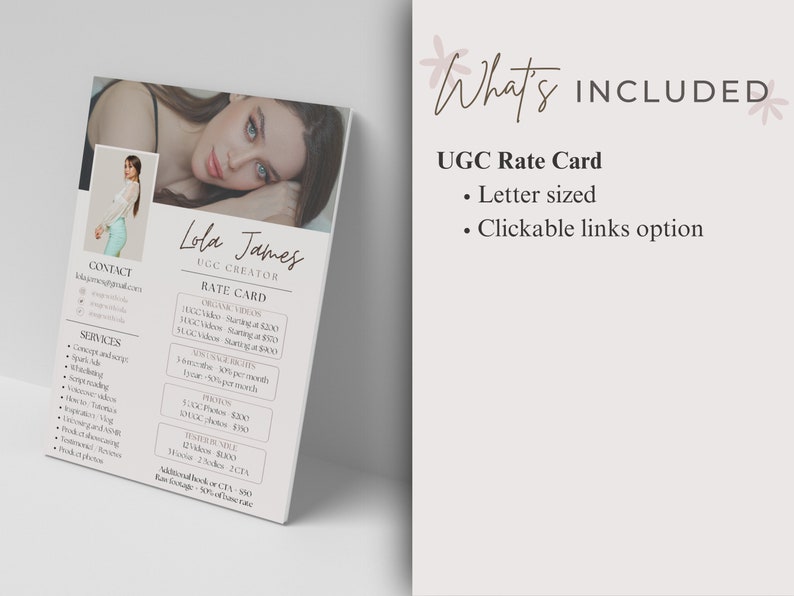 Editable UGC Rate Card Template, Minimalistic UGC Rate Sheet, Modern ...