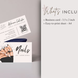 Editable Nail Tech Business Card Template, Nails Calling Card With QR ...