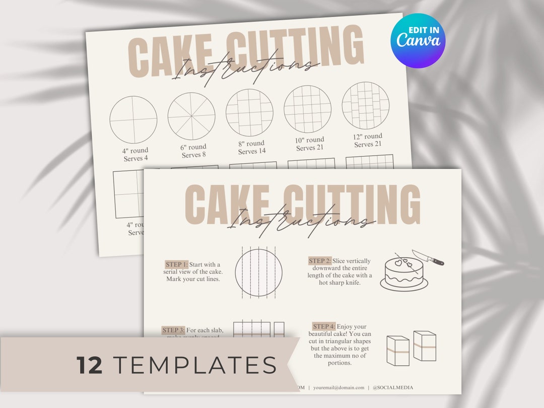 Cake Cutting Guide, Bakery Business Cake Serving Guide, Cake Portion ...