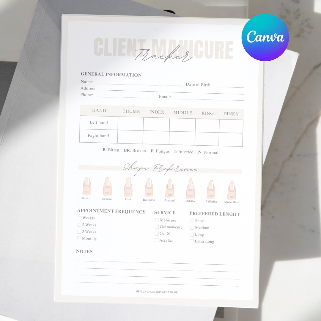 Editable Nail Artist Forms Bundle, Nail Consent Form Template, Nail ...