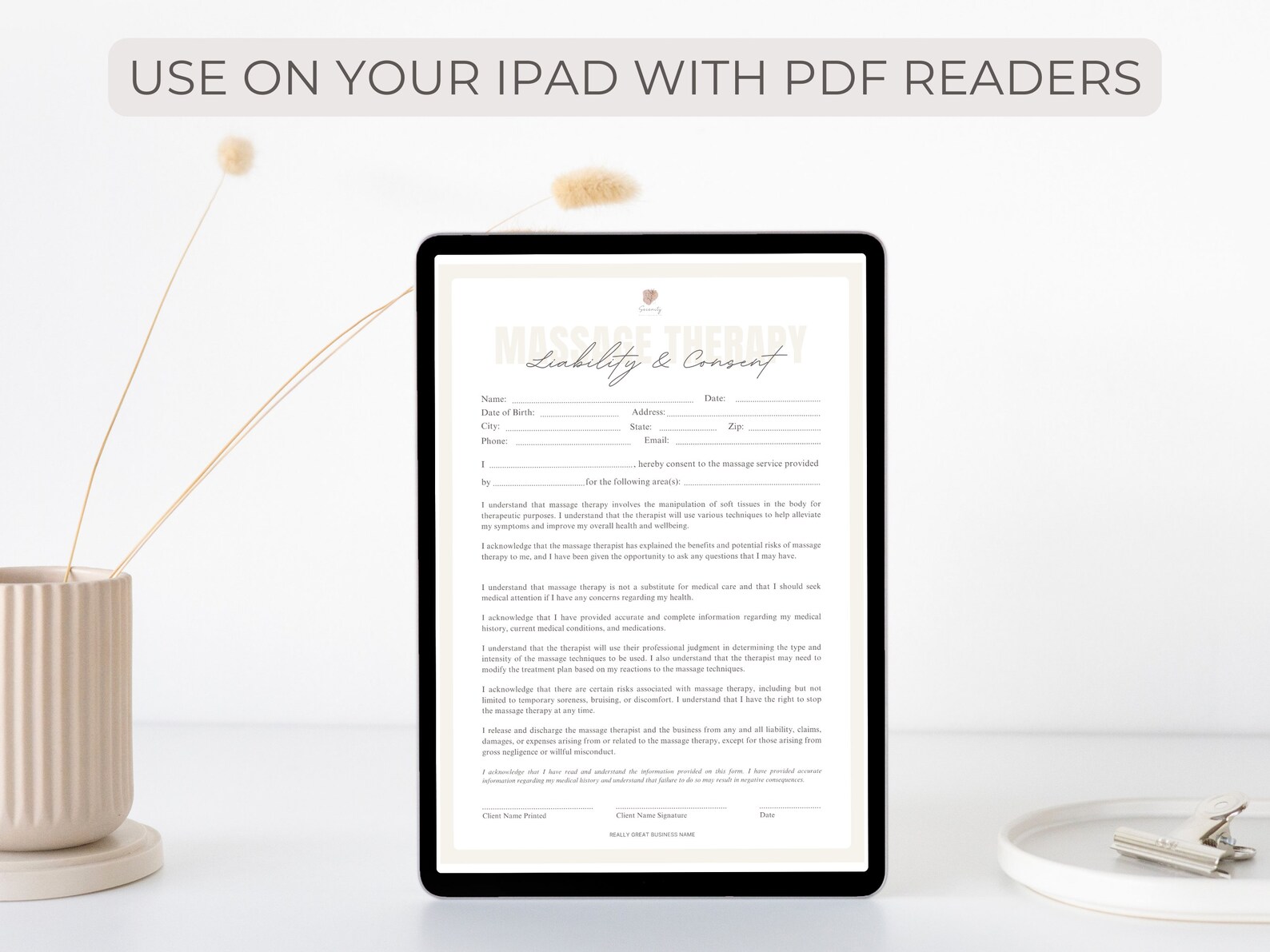 Editable Massage Therapy Consent Form Template, Massage Therapist ...