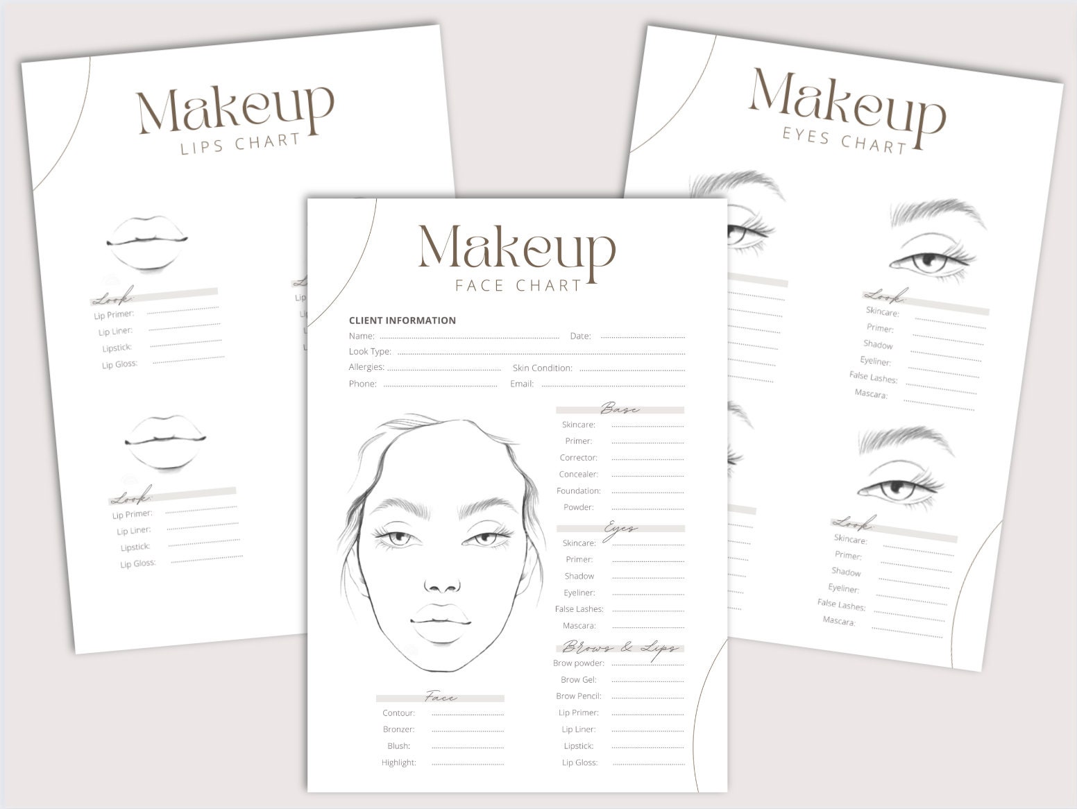 Makeup Face Chart Canva, Makeup Artist Consultation Form Template ...
