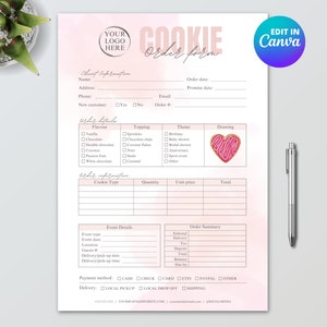 Cookie Order Form Template, Bakery Order Form, Small Business Order ...