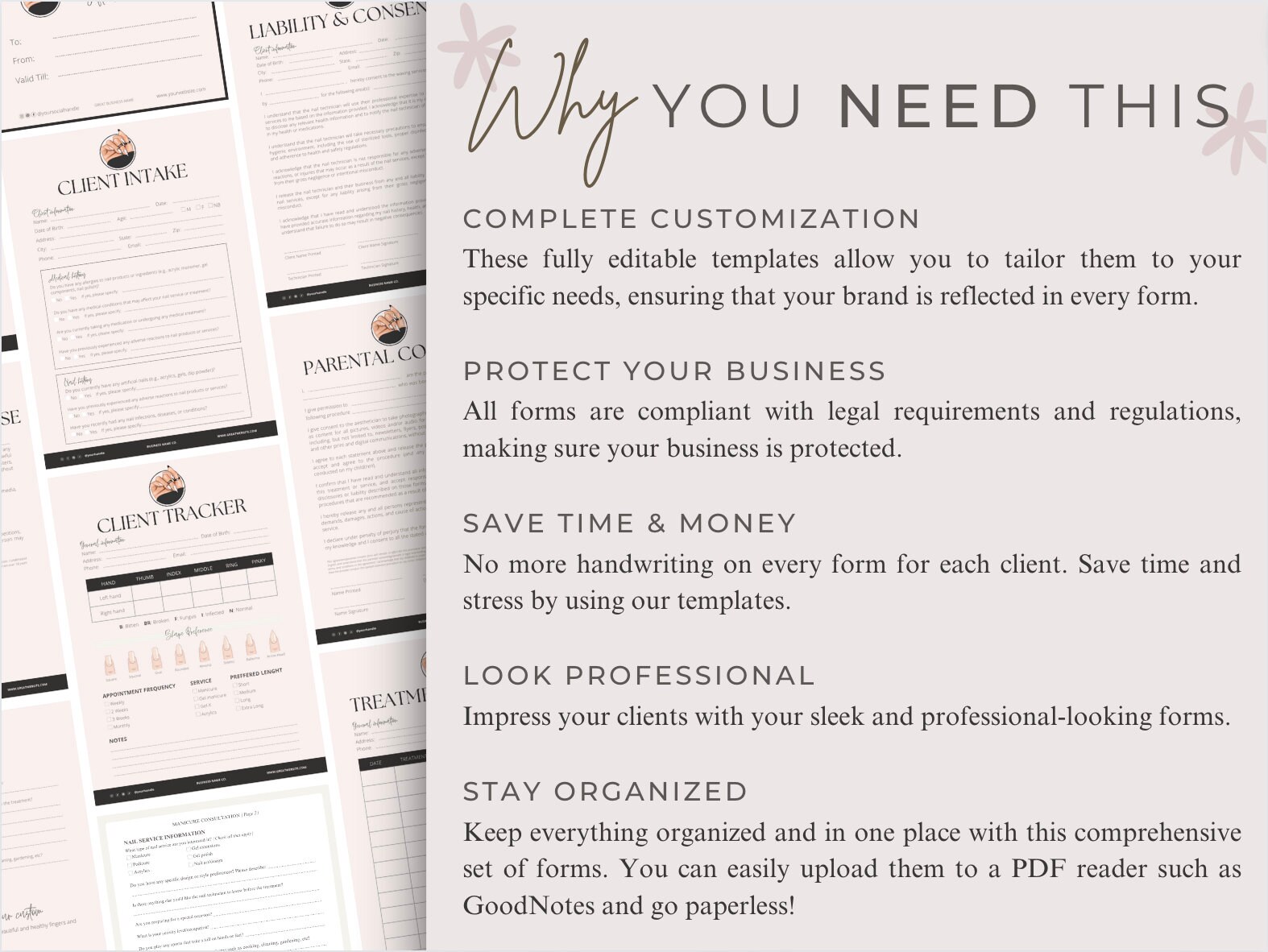 Editable Nail Tech Forms Bundle, Nail Consultation Form Canva Template ...