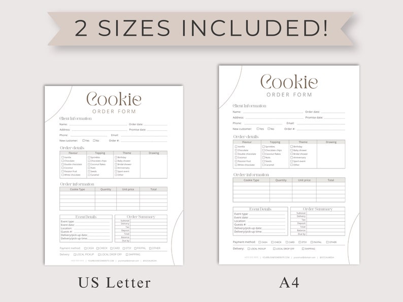 Cookie Order Form, Bakery Order Form Template, Small Business Order ...
