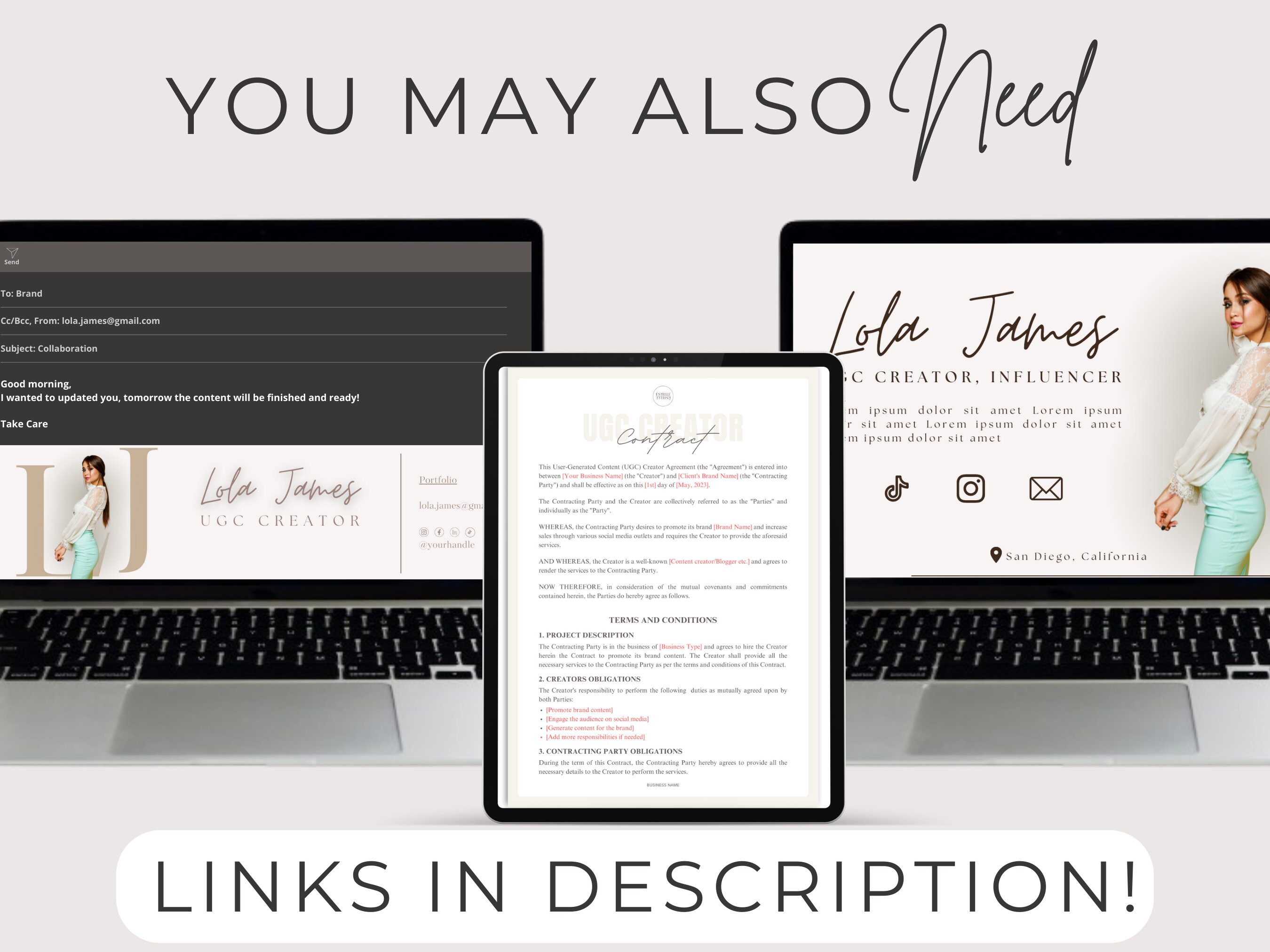 Media Kit Template, 2 Pages Influencer Media Kit, Instagram Rate Card ...