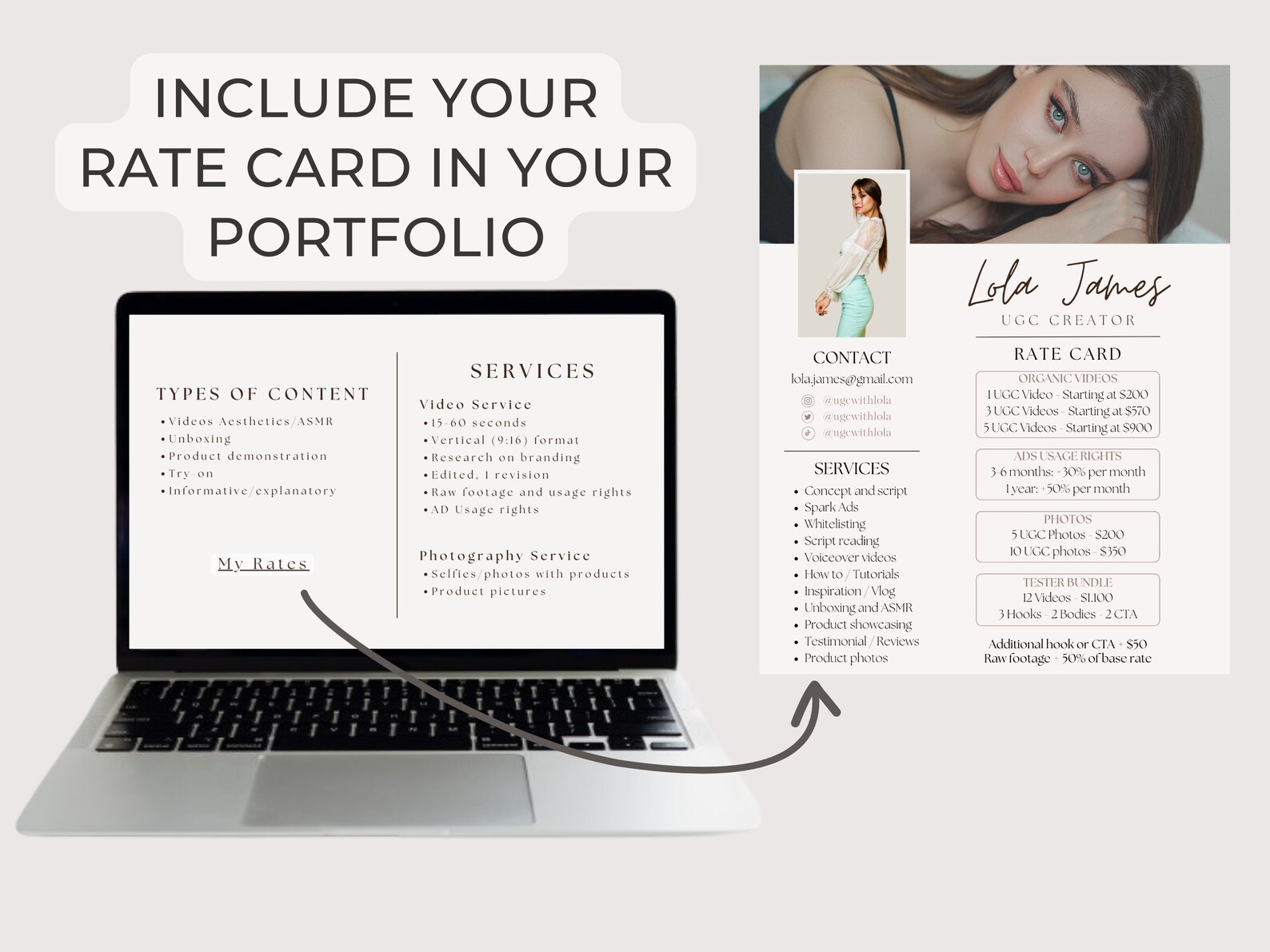 UGC Creator Bundle Starter Kit, UGC Portfolio, Editable UGC Contract ...