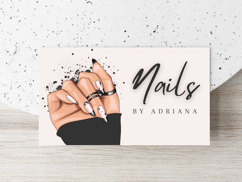 Editable Nail Tech Business Card Template Nails Calling Card - Etsy