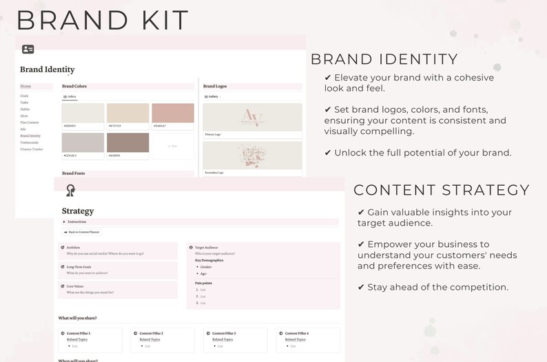 Pink Notion Template Social Media Planner Notion Content - Etsy