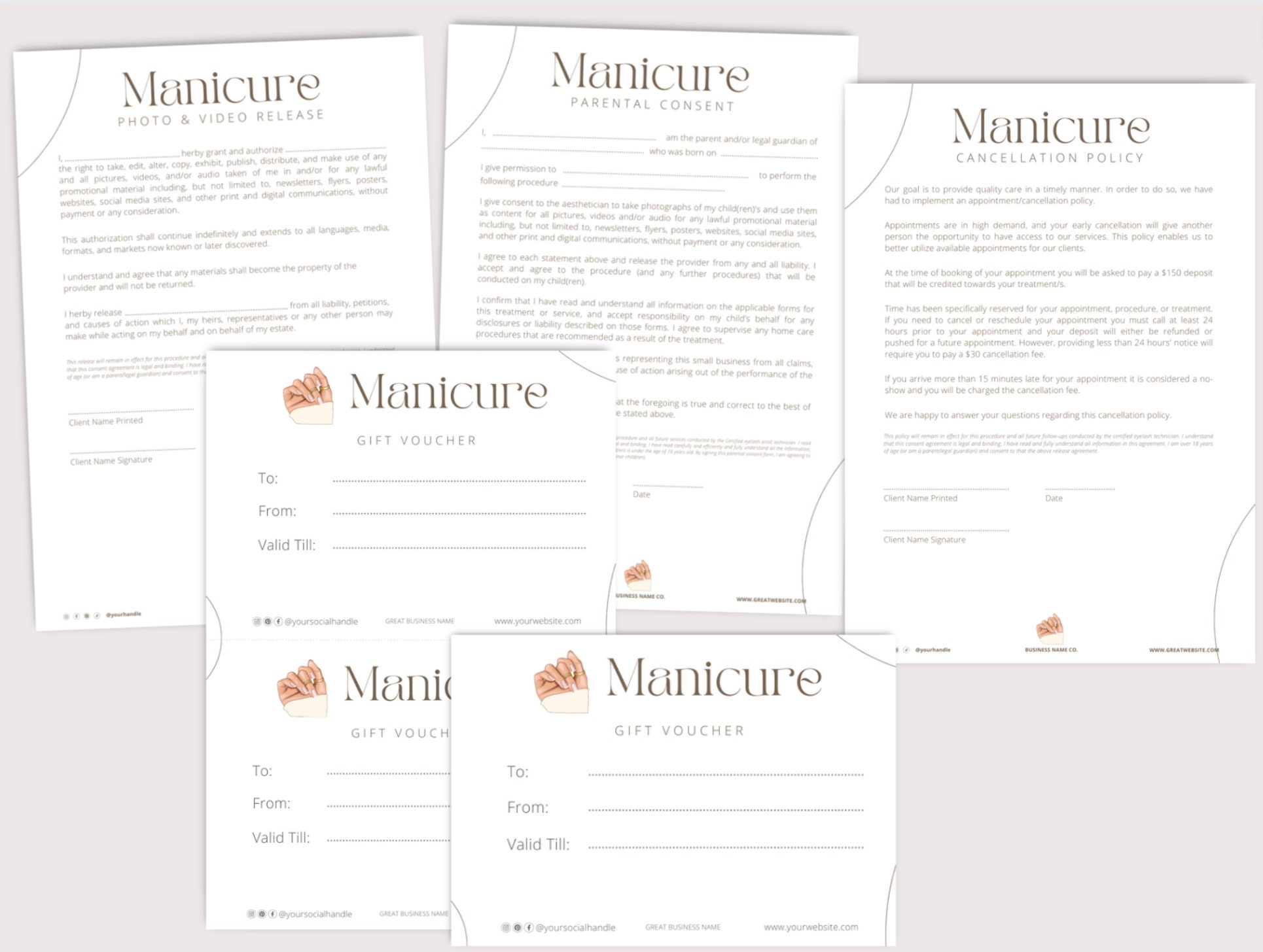 Editable Nail Artist Forms Bundle, Nail Consent Form Template, Nail ...