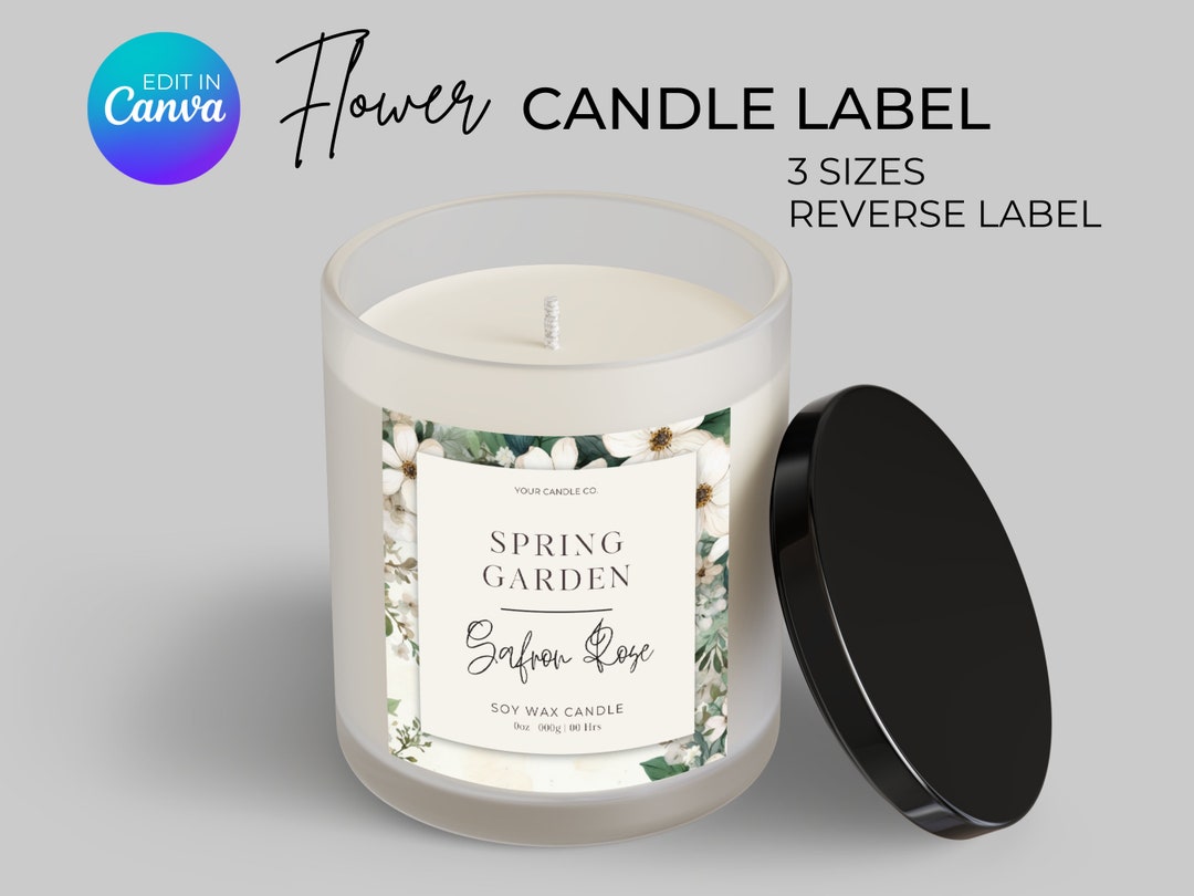 Floral Candle Label Template Canva, Custom Printable Summer Candle ...