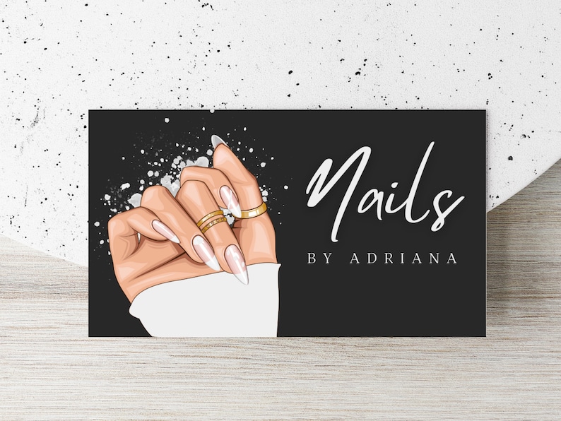 Editable Modern Business Card for Nail Tech Nail Artist - Etsy