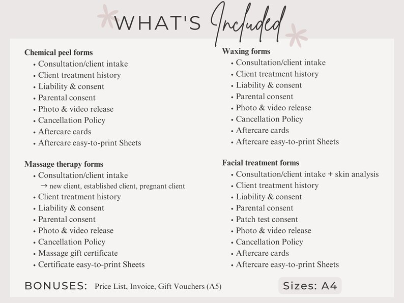Editable Esthetician Forms Bundle, Beauty Salon Business Forms ... Editable Esthetician Forms Bundle, Beauty Salon Business Forms ...