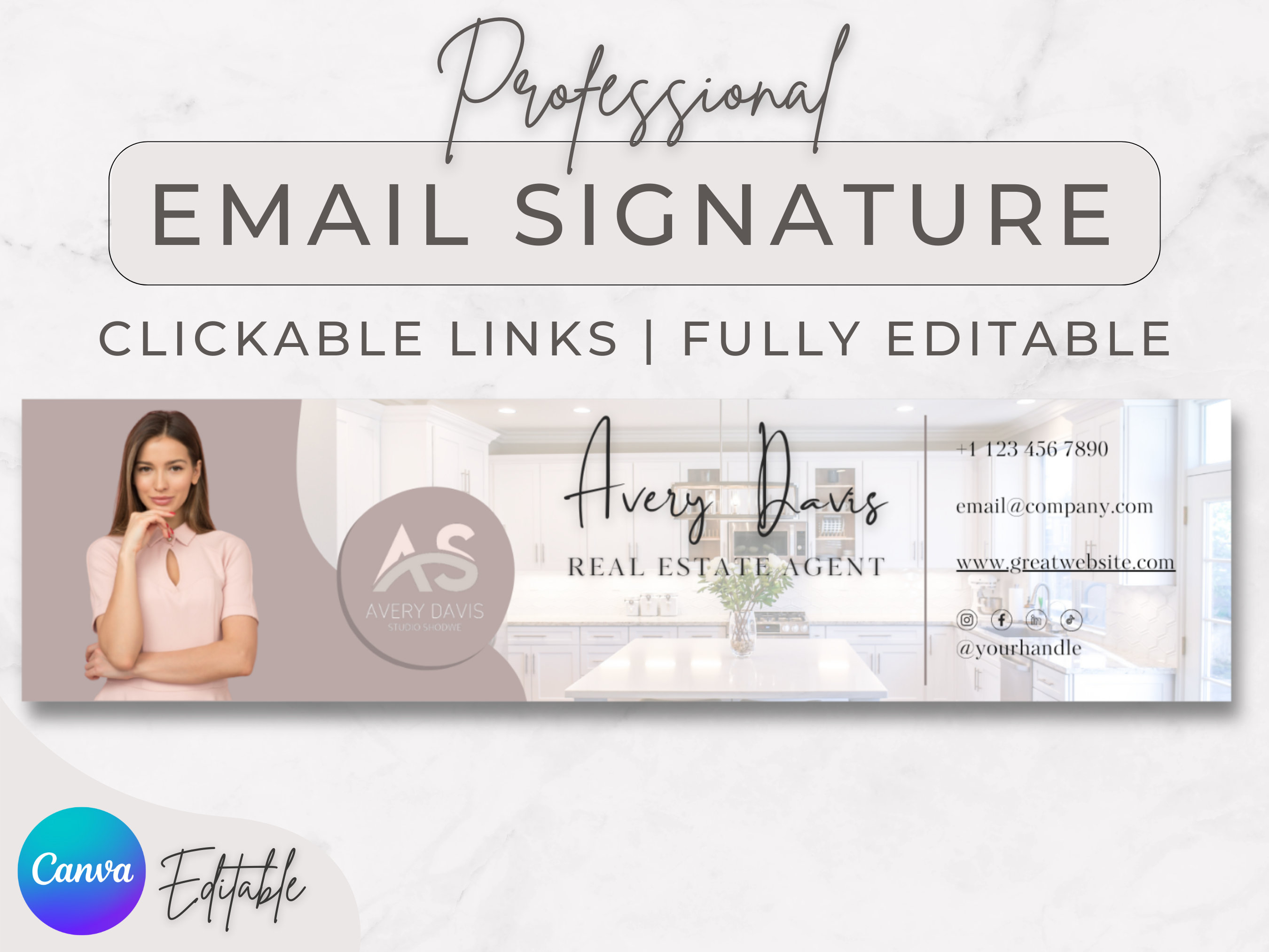 Professional Email Signature Template With Logo and Photo, Realtor ...