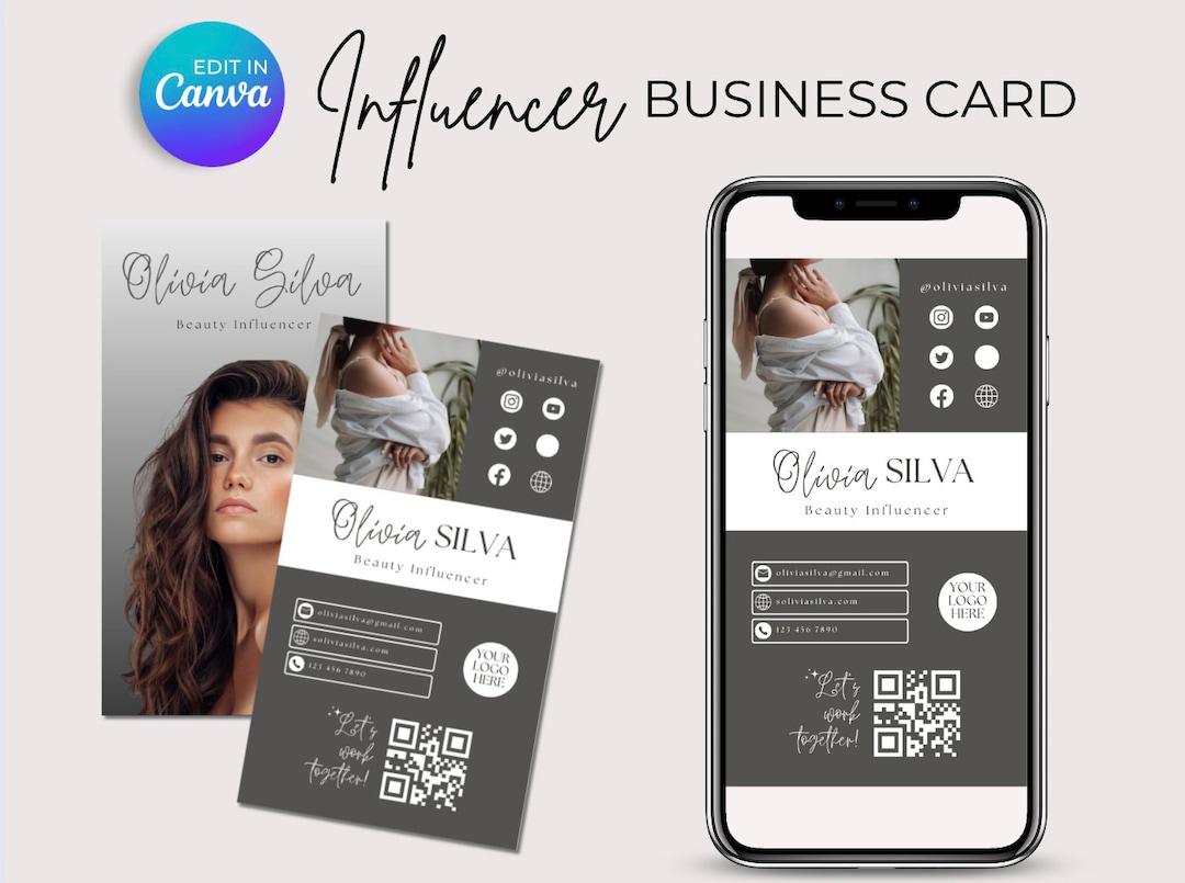 Influencer Business Card Canva, Content Creator Visit Card Template ...