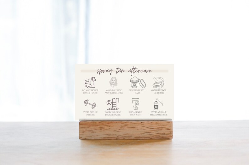 Modern Spray Tan Aftercare Card Template, Aftercare Spray Tan Card ...