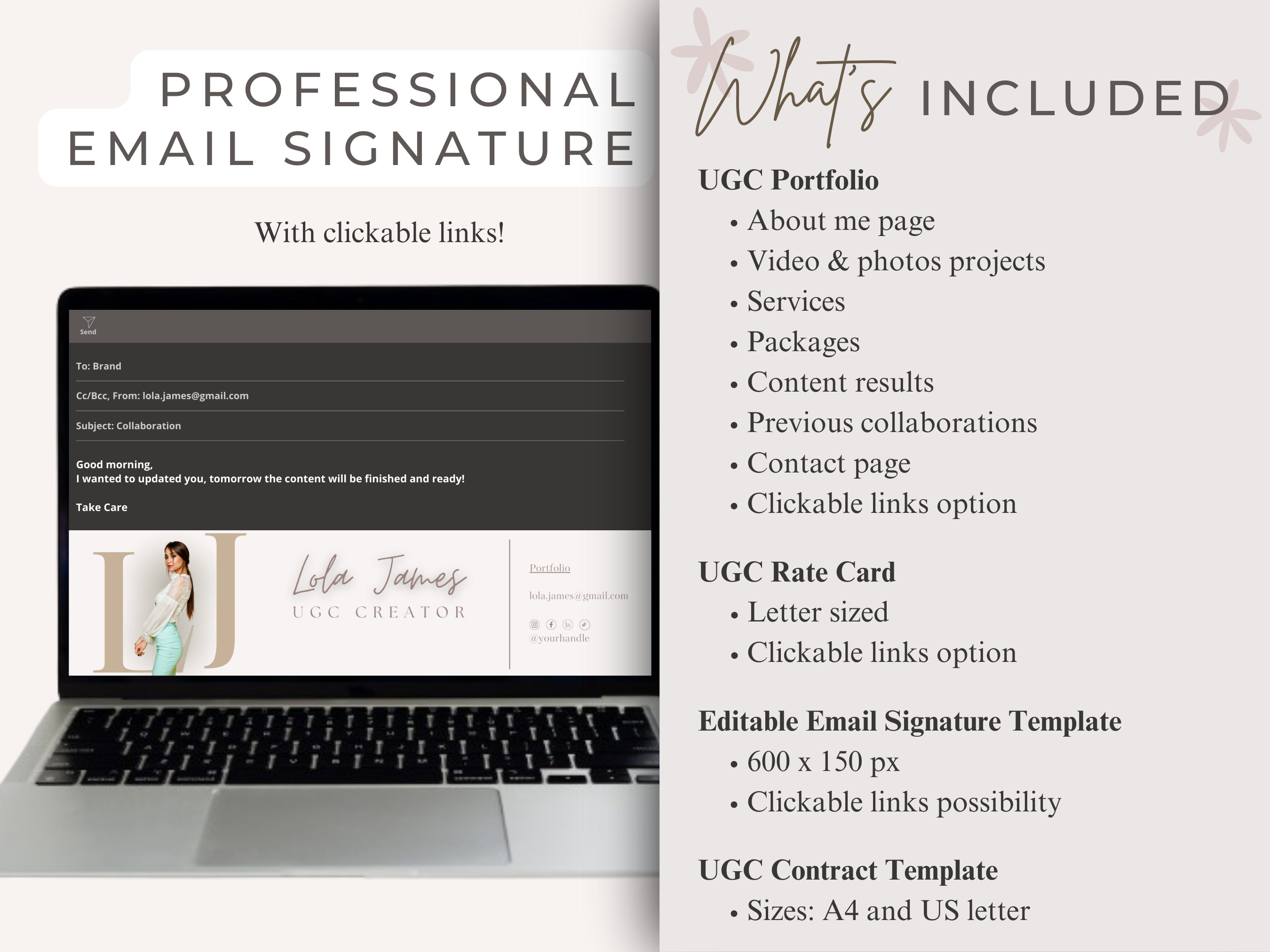 UGC Creator Bundle Starter Kit, UGC Portfolio, Editable UGC Contract ...
