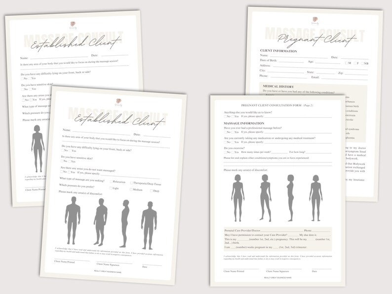 Massage Therapy Business Forms, Massage Therapy Gift Certificate ...