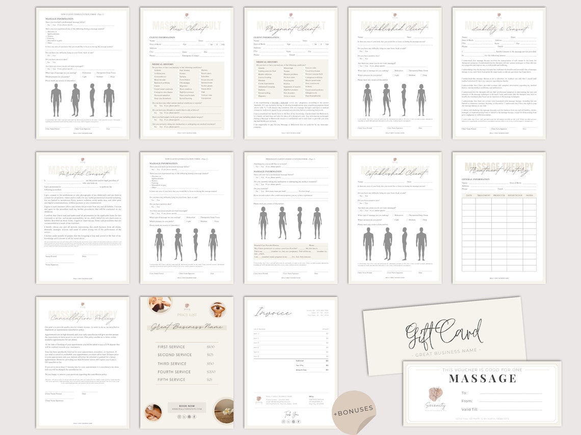 Printable Esthetician Forms Bundle, Editable Waxing Consent Form ...